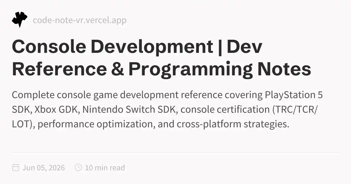 Console Development – PlayStation, Xbox, Nintendo Switch SDK ...